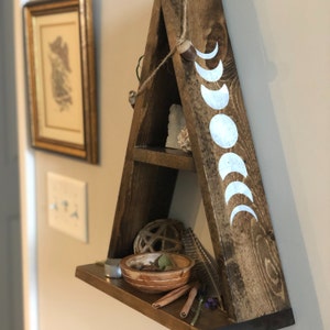 Triangle Altar Shelf With Dual Moon Phases - Etsy