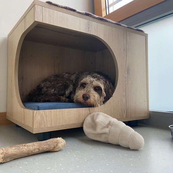 Wooden Dog House Ibiza Wood, Gray Modern Indoor Dog House, Dog Crate ...