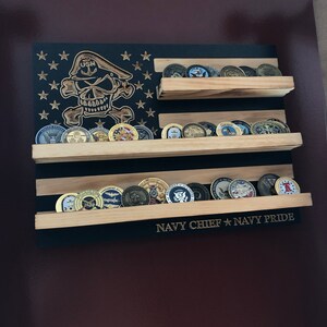 40 Coins Navy Chief CPO Anchor Skull Challenge Coin Display Holder US ...