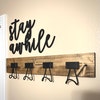 Stay Awhile Sign, Wood Welcome Sign, Home Decor, Gather Decor, Rustic ...