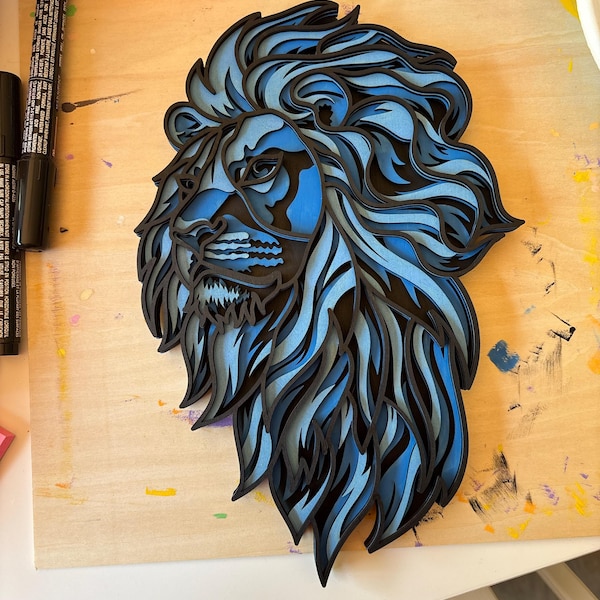 Multilayer Lion Laser Cut File 3D Layered Safari Laser Cut Dxf Dwg Lion ...