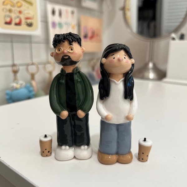 Handmade Painted Cute Quirky Clay Animal Figurines / Animal Ornaments ...