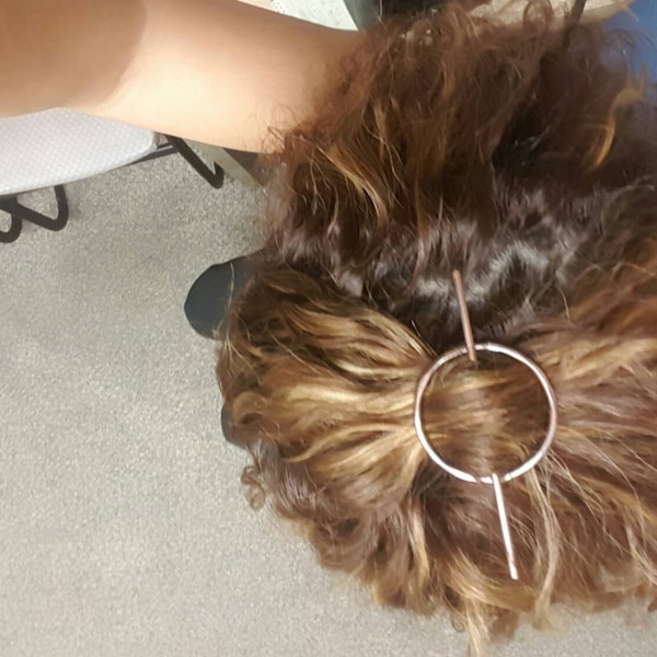 Open Circle Hair Slide Silver Hair Clip Brass Hair Barrette Minimalist ...