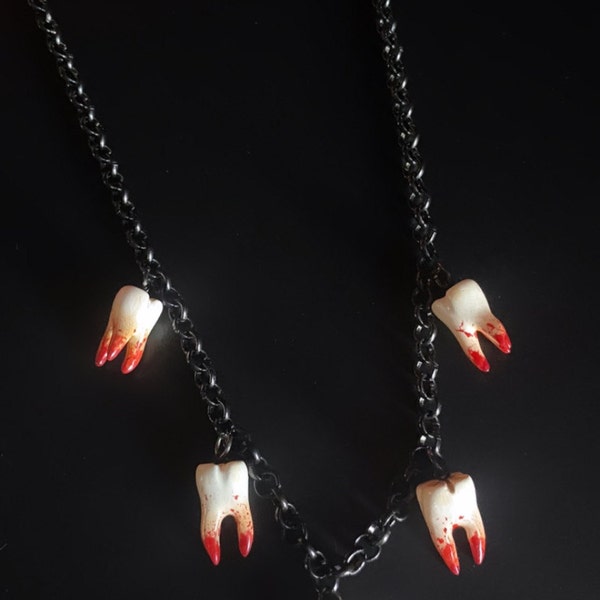 Bloody Human Teeth Chain Necklace - Etsy UK