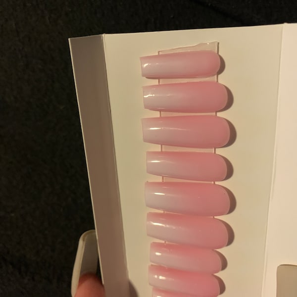 Pink & White Ombre Press Ons | Press on Nails | Handmade Press on Nails ...