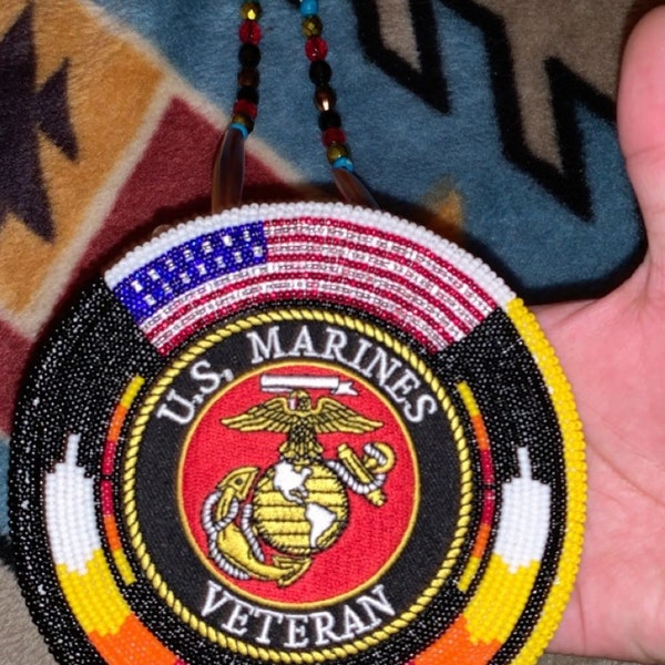 Native American Beaded Veteran Military Medicine Wheel Medallion ...