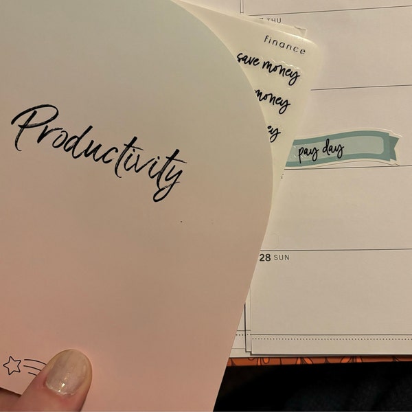 Productivity - Black Clear Print - Planner Stickers - Functional ...