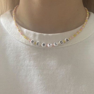 Custom Name Necklace Custom Name Choker Handmade Assorted Beads ...