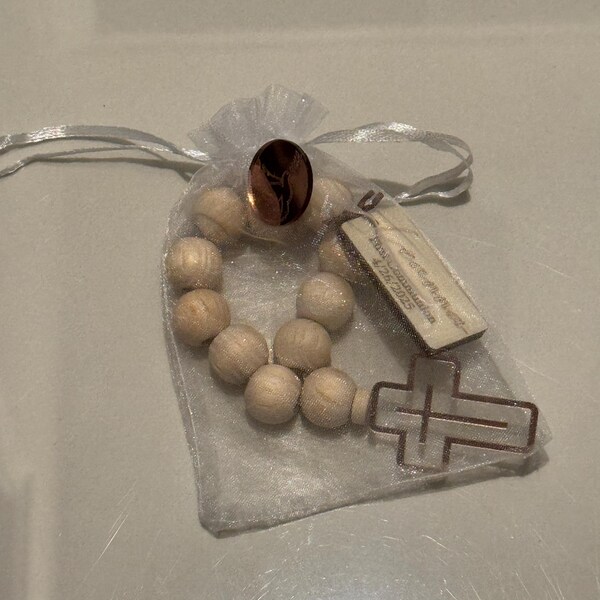 Christening Guest Favors, Personalized Mini Wooden Rosary Favor Baptism ...