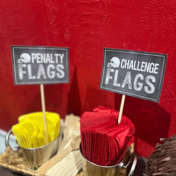 Football Party Signs: Penalty Flags, Rings, Challenge Flags (digital ...