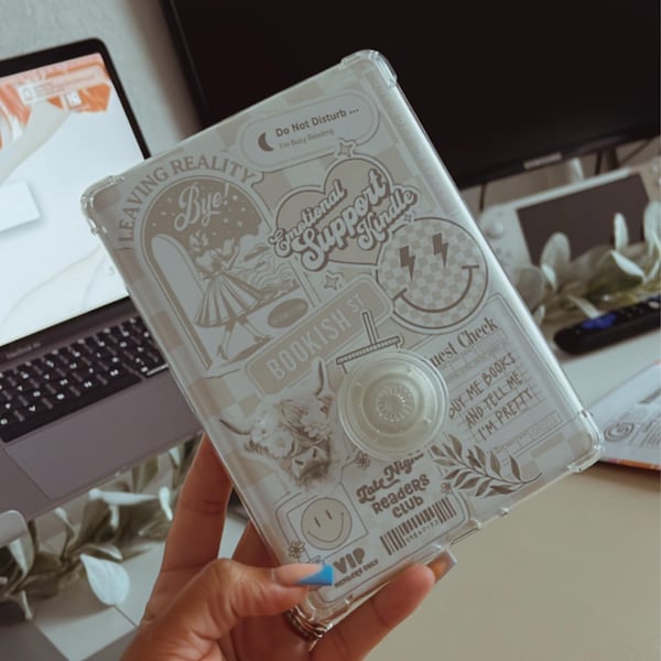 Bookish Sticker Inspired Kindle Insert - Neutral Checkered Compatible ...