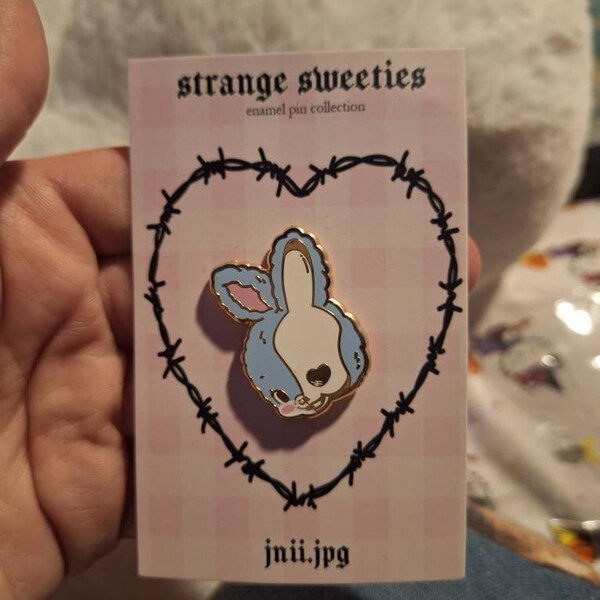 Creepy Cute Skeleton Bunny Pin | Gothic Oddity Rabbit Art as Mini Hard ...