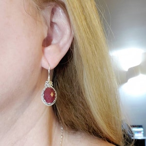 Ruby Silver Drop Earringswomen 925 Sterling Silver Opaque | Etsy