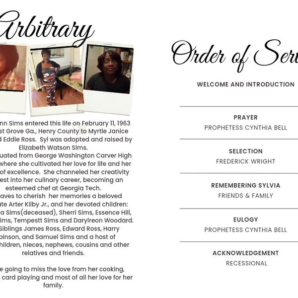 Funeral Programs Template Obituary Template for Funeral Memorial ...