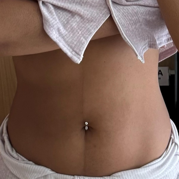 Rose Gold Belly Button Ring Internally Threaded CZ | Dainty Belly ...