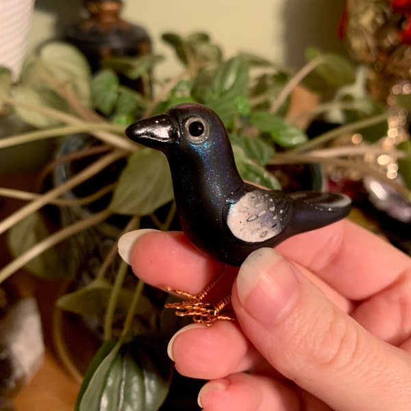 Standing Simple Crow "blind Box" Polymer Clay Miniature Hand Sculpted ...