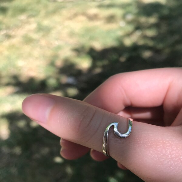 925 Sterling Silver Adjustable Wave Ring- Nalu Ring, Ocean, Wave, Beach Jewelry, Ocean Jewelry ...