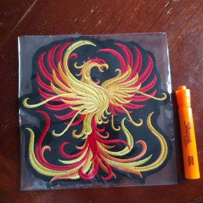 Red Gold Fire Phoenix Iron on Embroidery Patch Mtcoffinz Choose Size - Etsy