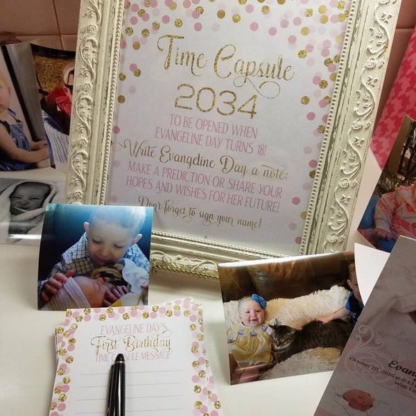 Time Capsule Printable Pink and Gold Time Capsule Sign and Message ...