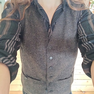 Brown Linen Patched Scarf INSPIRATION. Linen Patchwork Boro | Etsy