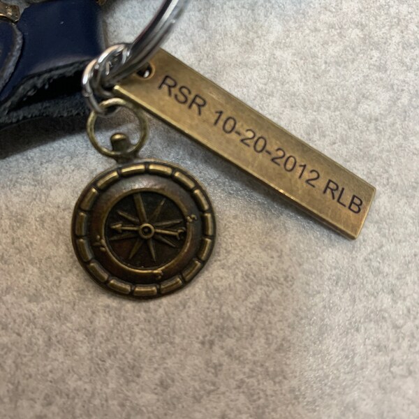 Bronze Compass Keychain, Couples 8th Year Anniversary Gift, Couples ...