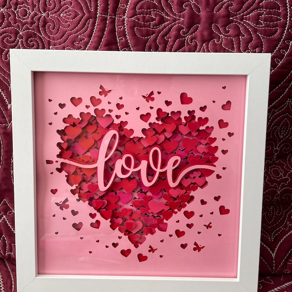 Valentine Shadow Box - Love Heart 3d Multilayer SVG,3D - Heart Light ...