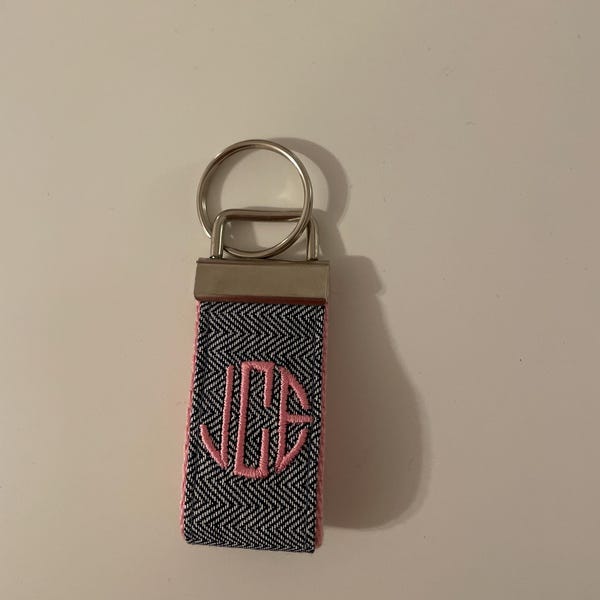 Navy Blue Herringbone Mini Keychain Personalized With Monogram ...
