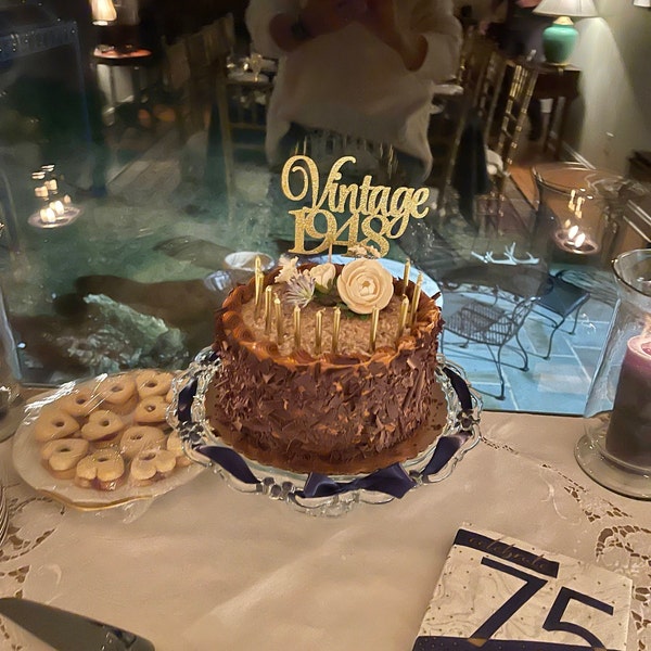 Vintage 1948 Cake Topper, Birthday Cake Topper, Birth Year Cake Topper ...