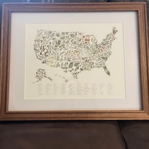 United States Tree Map State Trees Print, State Trees, Watercolor Map ...
