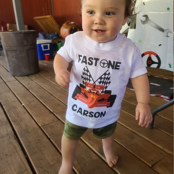 Fast One 1st Birthday Race Car Shirt, Racecar Birthday Shirt, Birthday ...