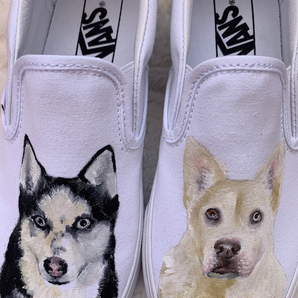 Handpainted Custom Pet Portrait Vans (two Pets) - Etsy