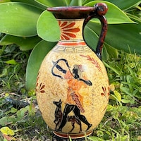 Greek Amphora Vase 22cm,theseus and the Minotaur,black Figure Pottery ...