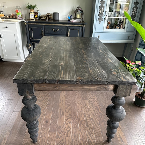 Large Farmhouse Table, Long Farmhouse Table, Kitchen Table, Rustic ...