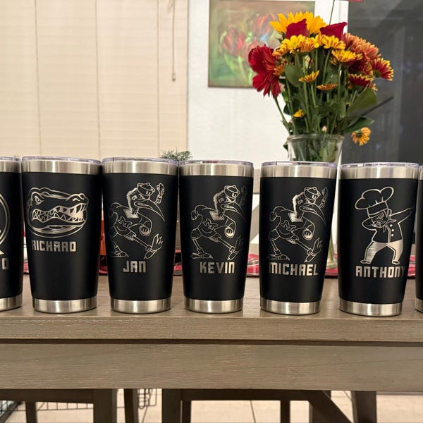 20oz Custom Engraved Skinny Tumbler, Personalized Tumbler, Monogram ...