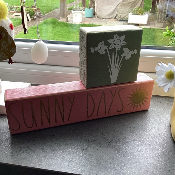 Spring / Easter Block Wooden Signs - Etsy UK