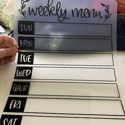 Weekly Menu Kitchen Menu Digital Cut File Svg, Dxf, Png, Eps - Etsy
