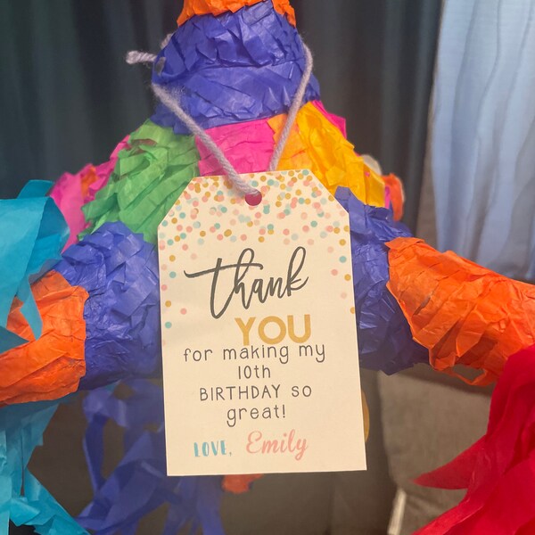 EDITABLE Confetti Birthday Favor Tag, Editable Favor Tag, Girl Birthday ...