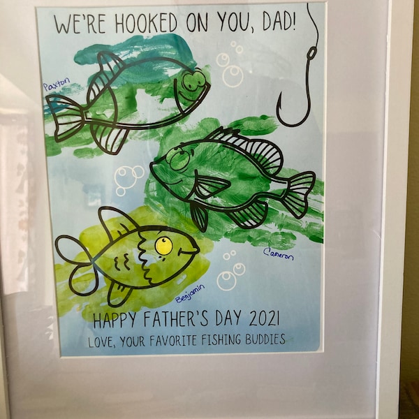 Father's Day Gift From 3 Kids, We're Hooked on You Fishing Handprint ...