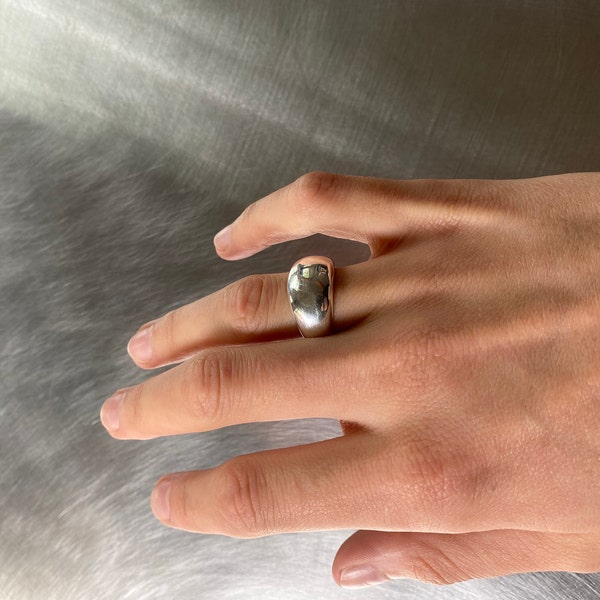 Dome Ring, Sterling Silver Dome Ring, Chunky Silver Ring, Statement ...
