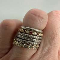 Seven-stone Graduated Champagne Diamond Ring 14K/ 18K Rose - Etsy UK