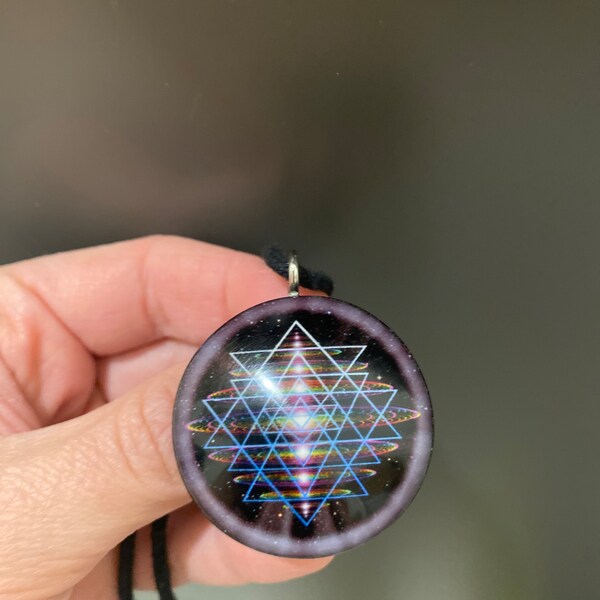 Golden Fire Sri Yantra Mandala Orgone Vortex Tesla Orgonite Pendant ...