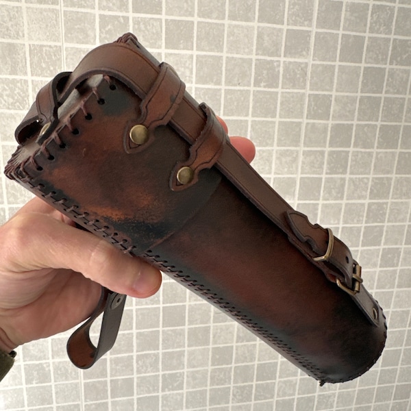 Leather Scroll Case for LARP Document Tube for Cosplay Medieval Viking ...