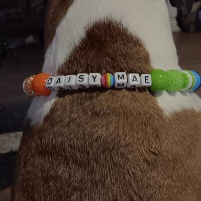 Peach Lilac Julep Beaded Dog Collar Personalized, Spring Pastel Glam ...