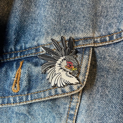 Secretary Bird Silver Hard Enamel Pin, Bird Pin Badge, Secretarybird ...