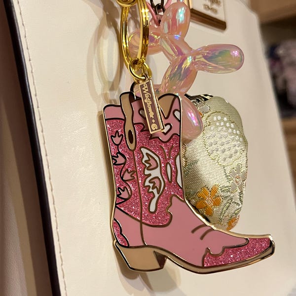 Pink Cowgirl Boot Keychain - Space Cowgirl - Disco Cowgirl Bachelorette ...
