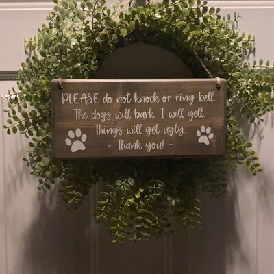 No Soliciting Sign, Protective Dog Sign, Responsive Dog Sign, Do Not ...