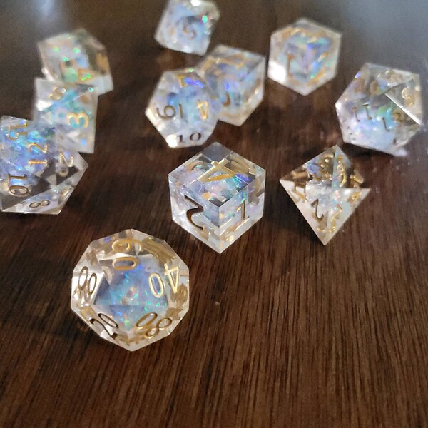 Rainbow DND Dice Set, Transparent Sharp Edge D&D Dice Full Set ...