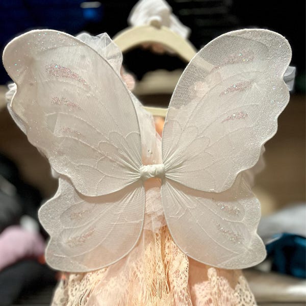 Fairy Wings White Angel Dress up Tinkerbell Pixie Halloween Costume ...