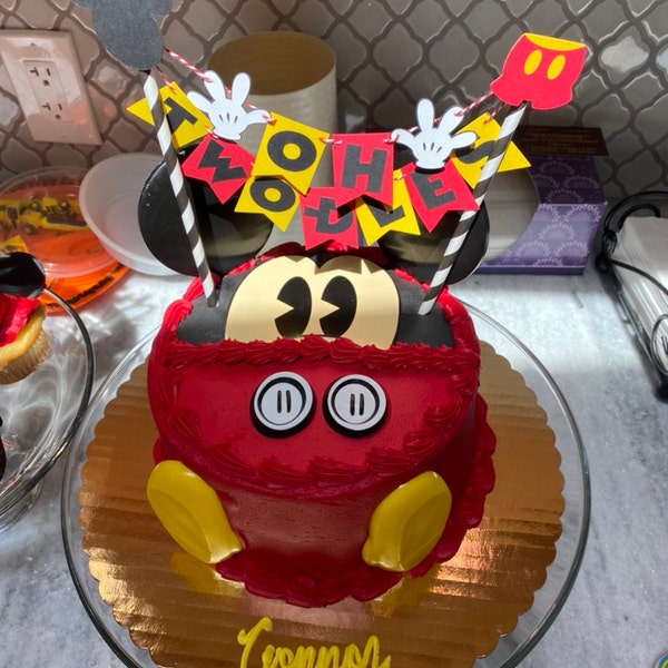 Mickey Mouse Birthday Age Cake Bunting Topper - Oh Two-dles Smash Cake ...