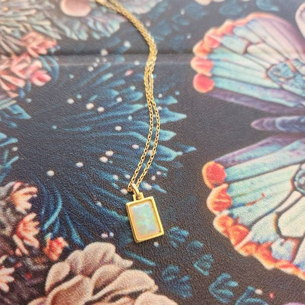 Opal Charm Necklace by Caitlynminimalist • Dainty Pendant Necklace ...